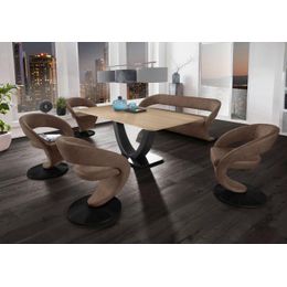 K+w Komfort & Wohnen K+W Komfort & Wohnen Essgruppe Wave, (Set), Design-Solobank mit 4 Design-Drehstühlen und Tisch in 180x90cm, braun