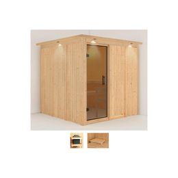 Karibu Sauna Romina, BxTxH: 210 x 210 x 202 cm, 68 mm, (Set) ohne Ofen, beige