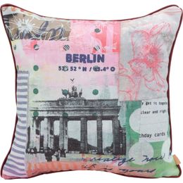 HOCK H.O.C.K. Dekokissen Lieblingsstädte BERLIN, mit Berlin-Motiv, Wendekissenhülle mit Füllung, 1 Stück, grün|lila|rosa