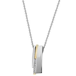 Firetti Kette mit Anhänger Schmuck Geschenk Silber 925 Halsschmuck Halskette Ankerkette, mit Zirkonia (synth), gelb|goldfarben|silberfarben|weiß