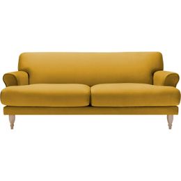 Lovi Sofa Ginger, 2-Sitzer, Füße in Eiche natur, Sitzunterfederung mit Polsterunterlage, gelb