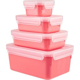 Emsa Frischhaltedose Clip & Close Color Edition, Kunststoff, (Set, 4-tlg), 0,2/0,55/0,8/2,2L, Kunststoff, auslaufsicher, hygienisch, innovativ, rosa
