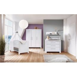Schardt Babyzimmer-Komplettset Nordic White, (Set, 3-St., Kinderbett, Schrank, Wickelkommode), Made in Germany; mit Kinderbett, Schrank und Wickelkommode, weiß