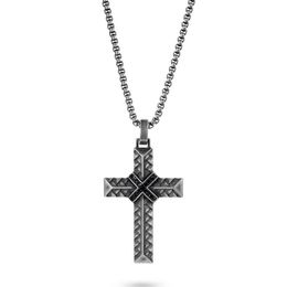 Firetti Kette mit Anhänger Schmuck Geschenk, Woven/Kreuz, mit Zirkonia (synth), grau|schwarz