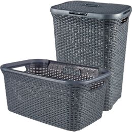 curver Wäschekorb Style (Set, 2 St), Wäschebox (60L) und Wäschekorb (45L), grau