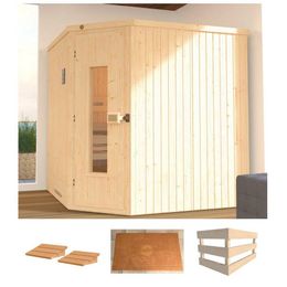 Weka Sauna Varberg 3, BxTxH: 194 x 194 x 199 cm, 68 mm, ohne Ofen, beige