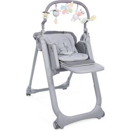 Chicco Hochstuhl Polly Magic Relax, Graphite, mit Spielbogen & Sitzverkleinerer, Made in Europe, grau