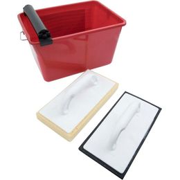 Connex Fliesenrollenwasch-Set, (Set), inkl. Wascheimer und 2 Waschbrettern, rot