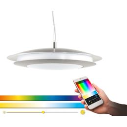 Eglo Pendelleuchte MONEVA-C, Dimmfunktion, Farbwechsel, Smart Home, mehrere Helligkeitsstufen, LED fest integriert, Kaltweiß, Neutralweiß, Tageslichtweiß, Warmweiß, Hängeleuchte, Eglo CONNECT, Steuerung über APP + Fernbedienung, silberfarben