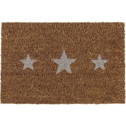 Fußmatte Kokos Sterne, ANDIAMO, rechteckig, Höhe: 17 mm, Schmutzfangmatte, Motiv Sterne, In- und Outdoor geeignet, beige