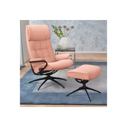 stressless® Relaxsessel London (Set, Relaxsessel mit Hocker), mit Hocker, High Back, mit Star Base, Gestell Schwarz, rosa