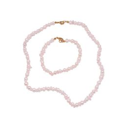 Firetti Schmuckset Multipack Schmuck Geschenk Halskette Armkette (Set, 2-tlg), Made in Germany - mit Edelsteinen und Süßwasserzuchtperlen, gelb|goldfarben|rosa|weiß