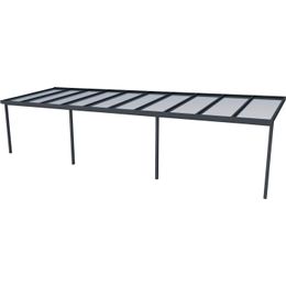 Gutta Terrassendach Premium, BxT: 1014x306 cm, Bedachung Doppelstegplatten, BxT: 1014x306 cm, Dach Polycarbonat gestreift weiß, grau