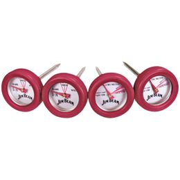 Jim Beam BBQ Grillthermometer, Set, 2 Thermometer für Steak und 2 Thermometer für Geflügel, rot