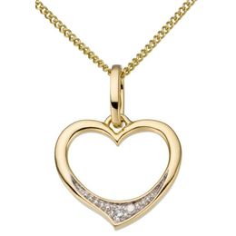 Firetti Kettenanhänger Schmuck Geschenk Gold 333 Halsschmuck Anhänger für Halskette Herz, mit Brillant, gelb|goldfarben|silberfarben|weiß