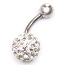 Firetti Bauchnabelpiercing Schmuck Geschenk Piercing Körperschmuck Kugel, mit Glassteinen, silberfarben|weiß