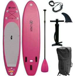 EXPLORER Inflatable SUP-Board EXPLORER 320, (mit Paddel, Pumpe und Transportrucksack), grau|rosa