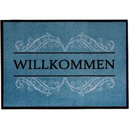 Fußmatte Carmen, Willkommen, ANDIAMO, rechteckig, Höhe: 4 mm, Schmutzfangmatte, mit Spruch, In- und Outdoor geeignet, waschbar, blau