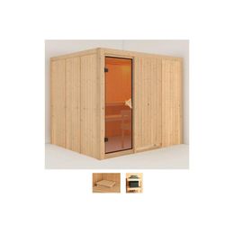 Karibu Sauna Gitte, BxTxH: 231 x 196 x 198 cm, 68 mm, (Set) ohne Ofen, beige