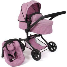 Bayer Chic 2000 CHIC2000 Kombi-Puppenwagen Linus, Jeans Pink, mit Babywanne und Autositz, rosa