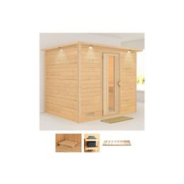 Karibu Sauna Soraja, BxTxH: 259 x 210 x 205 cm, 40 mm, (Set) ohne Ofen, beige