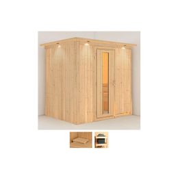 Karibu Sauna Finja, BxTxH: 210 x 165 x 202 cm, 68 mm, (Set) ohne Ofen, beige