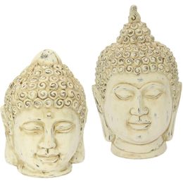 I.GE.A. Dekofigur Buddha-Kopf, 2er Set, beige