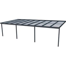 Gutta Terrassendach Premium, BxT: 913,5x406 cm, Bedachung Doppelstegplatten, BxT: 914x406 cm, Dach Polycarbonat gestreift weiß, grau