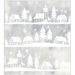 Fensterfolie Look Winter Village white, MySpotti, halbtransparent, glatt, 90 x 100 cm, statisch haftend, weiß