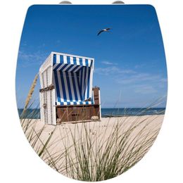 Wenko WC-Sitz Strandkorb, Mit Absenkautomatik, blau