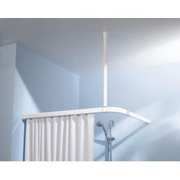 Vorhangschiene Deckenhalterung, Kleine Wolke, Ø 24 mm, kürzbar, mit Bohren, Aluminium, für Duschvorhänge, weiß