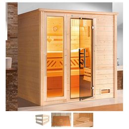 Weka Sauna Bergen, BxTxH: 198 x 181 x 204 cm, 45 mm, ohne Ofen, beige