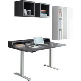 Mäusbacher Mäusbacher Büro-Set Big System Office, (6-St), Schreibtisch höhenverstellbar, beige|weiß