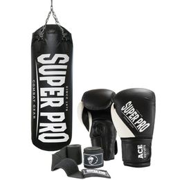 Super Pro Boxsack SET Water Air Bag (Set, mit Bandagen, mit Boxhandschuhen), schwarz|weiß