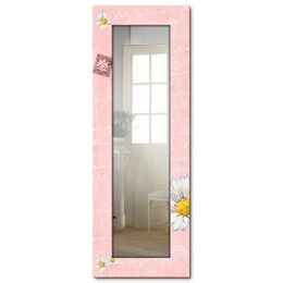 Artland Dekospiegel Gänseblümchen auf rosa, gerahmter Ganzkörperspiegel, Wandspiegel, mit Motivrahmen, Landhaus, rosa