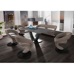 K+w Komfort & Wohnen K+W Komfort & Wohnen Essgruppe Wave, (Set), 4 Design-Drehstühlen und Tisch in 180x90cm, Tischplatte Wildeiche, braun