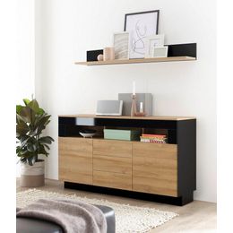 Places of Style Sideboard Cayman, Breite ca. 150 cm, schwarz