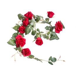 Kunstblume Rosengirlande Dijon Rose, Botanic-Haus, Höhe 10 cm, rot