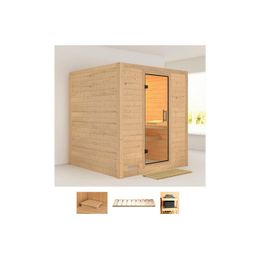 Karibu Sauna Menja, BxTxH: 196 x 196 x 200 cm, 40 mm, (Set) ohne Ofen, beige