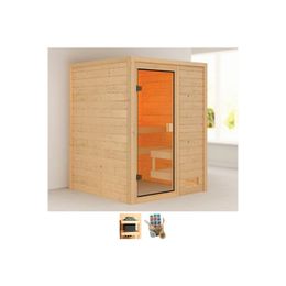 Welltime Sauna Sandy, BxTxH: 145 x 145 x 187 cm, 38 mm, ohne Ofen, beige