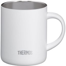 Thermos Tasse Longlife, Edelstahl, doppelwandig, 0,35 Liter, mit Deckel, weiß