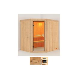 Karibu Sauna Laila, BxTxH: 196 x 170 x 198 cm, 68 mm, (Set) ohne Ofen, beige