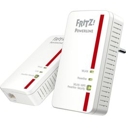 AVM FRITZ!Powerline 1240E WLAN Set Netzwerk-Adapter F-Stecker, rot|weiß