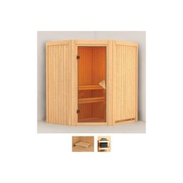 Karibu Sauna Tomke, BxTxH: 170 x 151 x 198 cm, 68 mm, (Set) ohne Ofen, beige