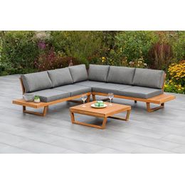 Merxx Garten-Essgruppe Valparaiso, (2-tlg), Eck-Sitz-Set, braun|grau