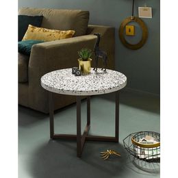 Inosign Beistelltisch Steph, mit einem schönen Metallgestell und einer besonderen Tischplatte-Optik, schwarz|weiß