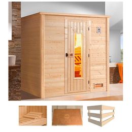Weka Sauna Bergen 1, BxTxH: 198 x 148 x 203,5 cm, 45 mm, ohne Ofen, beige