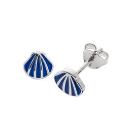 Firetti Paar Ohrstecker Schmuck Geschenk Silber 925 Ohrschmuck Muscheln, mit blauem Lack, blau|silberfarben