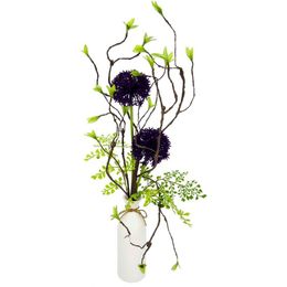 Kunstblume Arrangement Allium, I.GE.A., Höhe 63 cm, Vase aus Keramik, lila