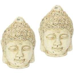 I.GE.A. Dekofigur Buddha-Kopf, 2er Set, beige